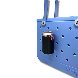 BAGLETS - Can Drink & Water Bottle Holder Charm Accessory Compatible with Bogg Bags - Keep Bottles or Drink Cans Handy with Your Tote Bag - Fits Inside or Outside of The Bag – Made in USA - Black