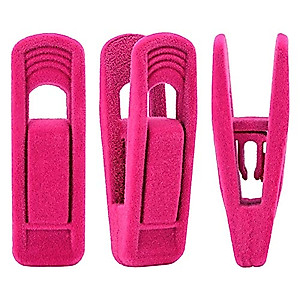 Trgowaul Hot Pink Velvet Hangers Clips, Pants Hangers Velvet Clips, Strong Finger Clips Perfect for Thin Velvet Hangers (20 Pcs, Hot Pink)