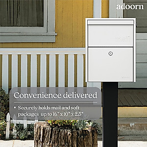 Adoorn Post Mount Mailbox, Large - Anti-Theft Locking Mailbox, Weatherproof Mailboxes for Outside The House, 15.5" H x 12" L x 18.5" D (White)