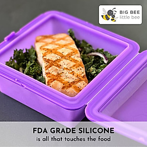 Big Bee, Little Bee - SoftShell XL Reusable Silicone Food Storage Container with Attached Clamshell Lid, Easy Cleaning, Snaps Closed, Microwave, Freezer & Dishwasher Safe (Stone)