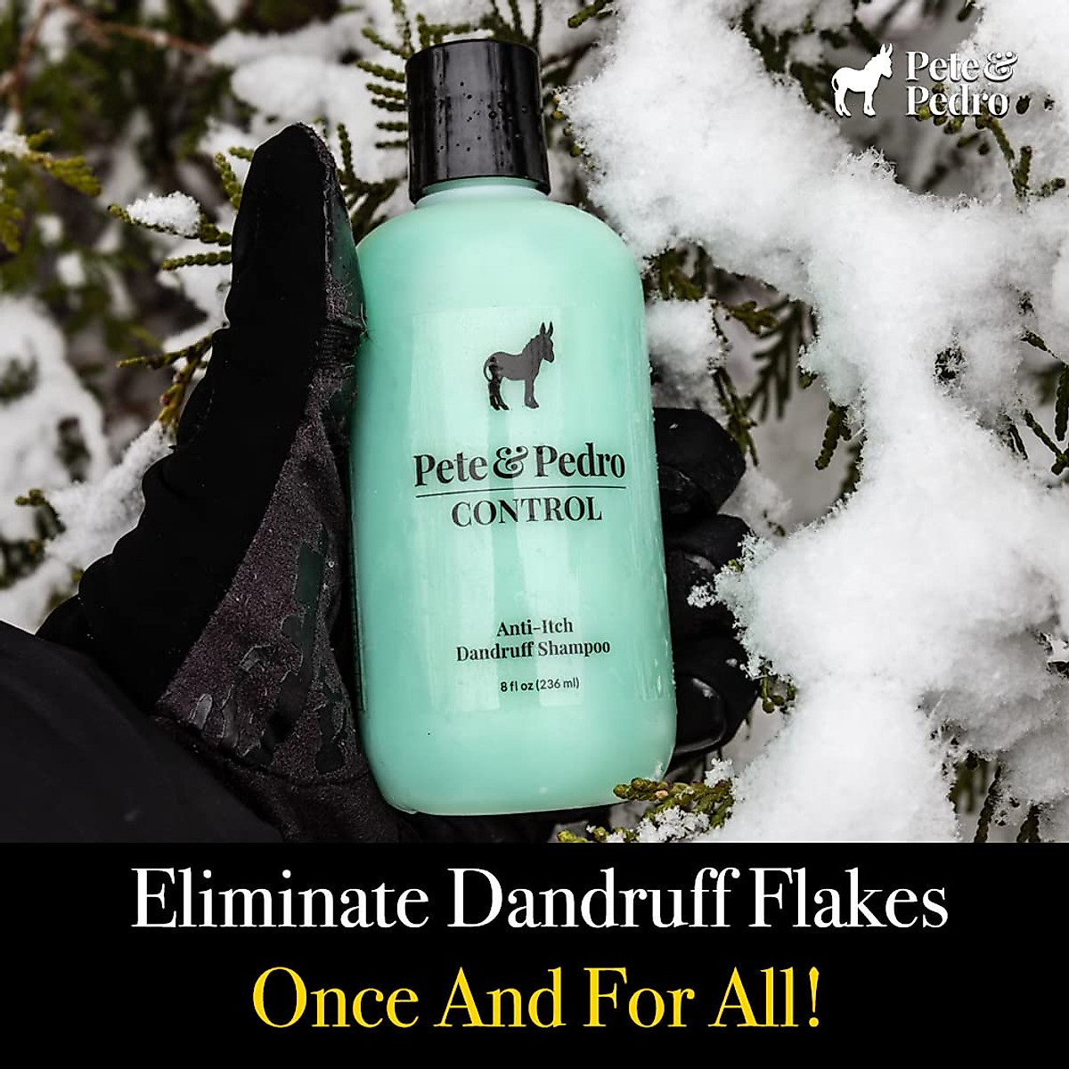 Pete & Pedro CONTROL Extra-Strength Dandruff & Anti-Itch Hair Shampoo - Men & Women | Medicated Treatment, Coal Tar, Peppermint, Tea Tree Oil For Dry Flakes & Itchy Scalp | Shark Tank Featured, 8.5 oz