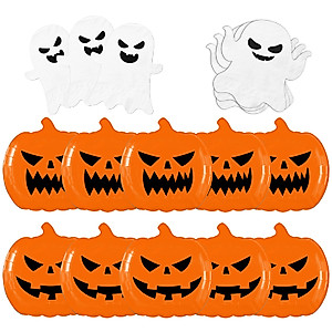 Halloween Plates and Napkins, 60Pcs Pumpkin Plates and Ghost Napkins Pumpkin Plates and Napkins for Halloween Party Decorations, Orange Halloween Paper Plates and Napkins for Kids Halloween