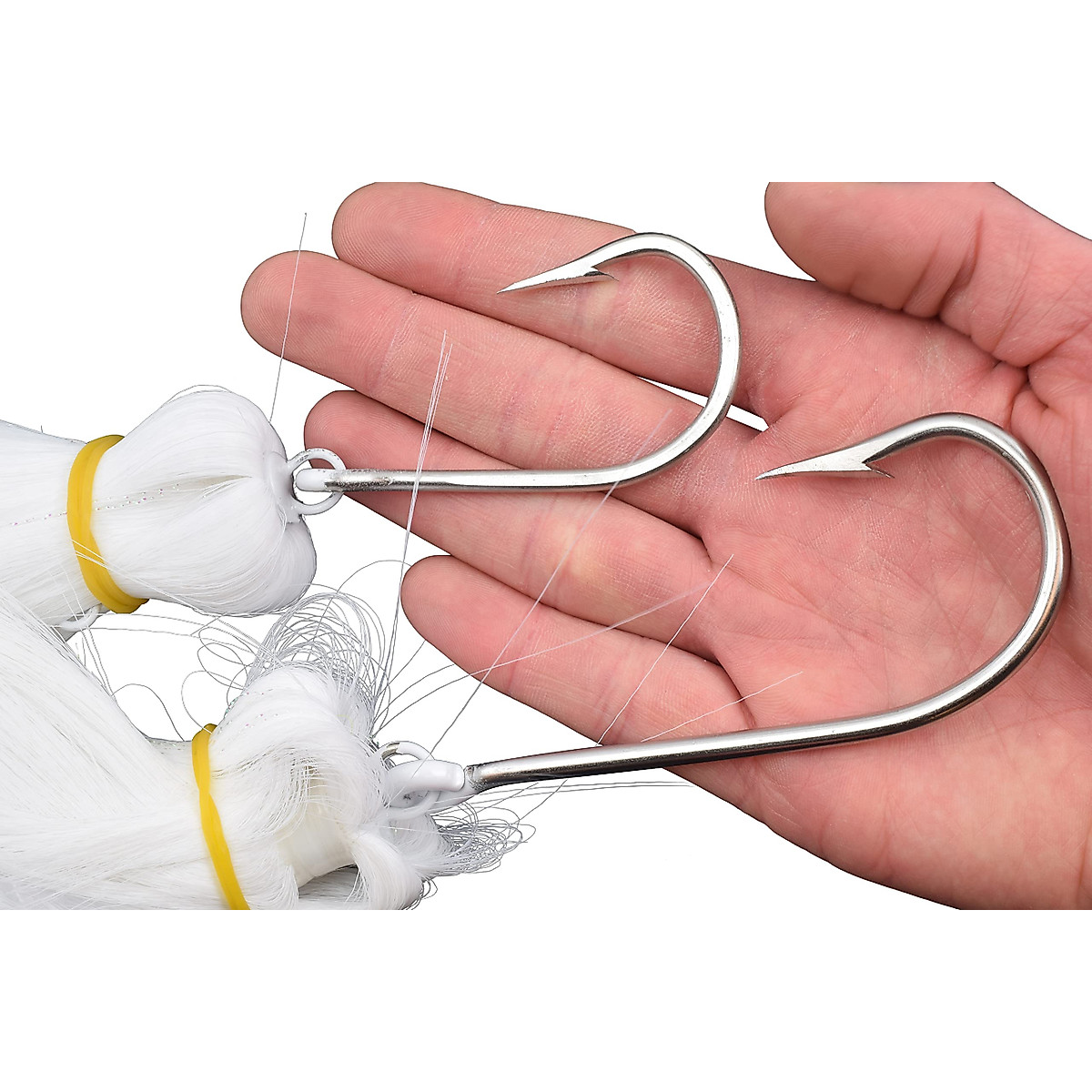 Last Cast Tackle White 6oz & 24oz Bucktail Tandem Parachute Trolling Rig #1050-W