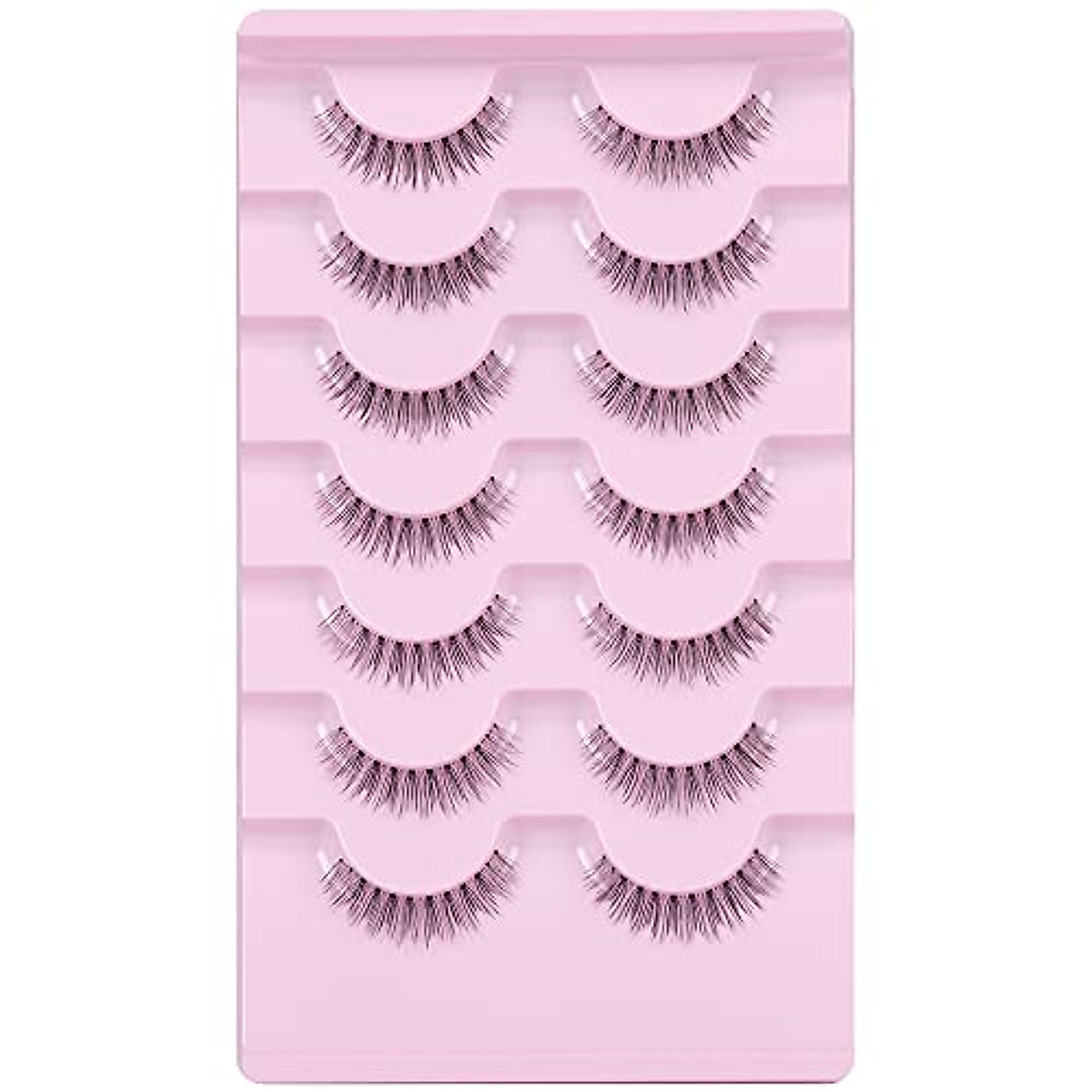 Eyelashes Natural Look Short Wispy False Lashes 3D Natural Crisscross Faux Mink Lashes with Clear Bands 7 Pairs by Yawamica