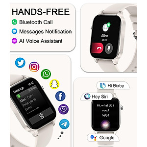 Smart Watch for Women with Bluetooth Call, 1.85 Touch Screen Fitness Tracker with Sleep Monitor Pedometer DIY Dial 20 Sport Modes Smartwatch for Android iOS
