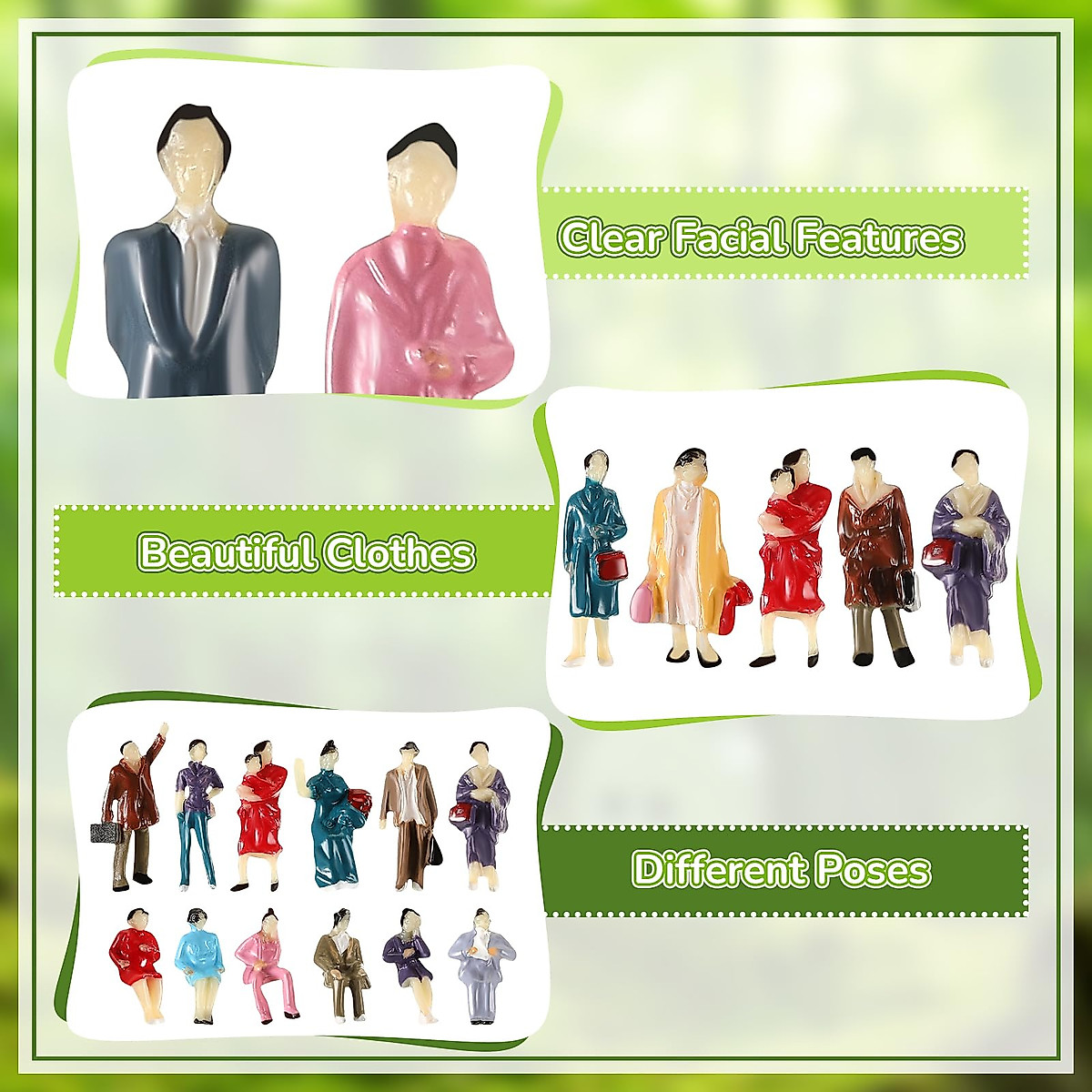 Hungdao 100 Pcs Small 1: 87 Ho Scale Tiny People Figurines Miniature People Figurines Sitting Standing Tiny People Model Trains Architectural People Painted Figures for Park Street Miniature Scenes