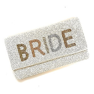 Generic BRIDE Clutch Purse, Gift For Bride, Seed Beaded Clutch Purse, Bridal Purse Clutch, White Beaded Wedding Clutch, Bride Gifts, Bridal Gifts
