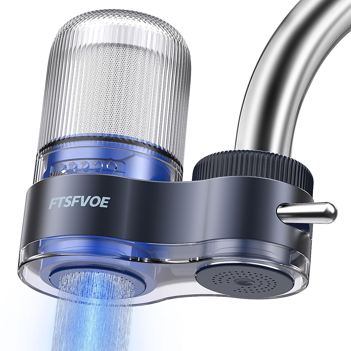 Faucet Mount Water Filter, Kitchen Filter Water Faucet, Activated Carbon Water Faucet Filter Reduces Chlorine, Limescale, Heavy Metals & Bad Taste with 2 Replacement Filter