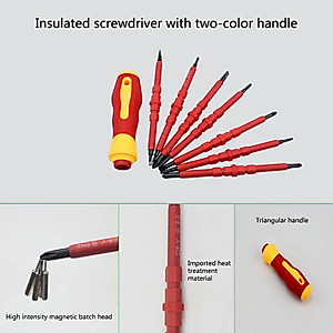 Insulated Interchangeable Set Includes Handle Magnetic Tip 8-Piece Insulated Screwdriver Set Electrician Magnetic 1000v