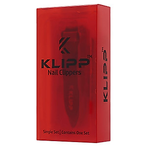 Nail Clippers for Men with Catcher - KLIPP Razor-Sharp Heavy Duty Self-Collecting Nail Cutters with Ergonomic Lever Keep Fingernails and Toenails Impeccably Manicured - Includes Ziplock Pouch