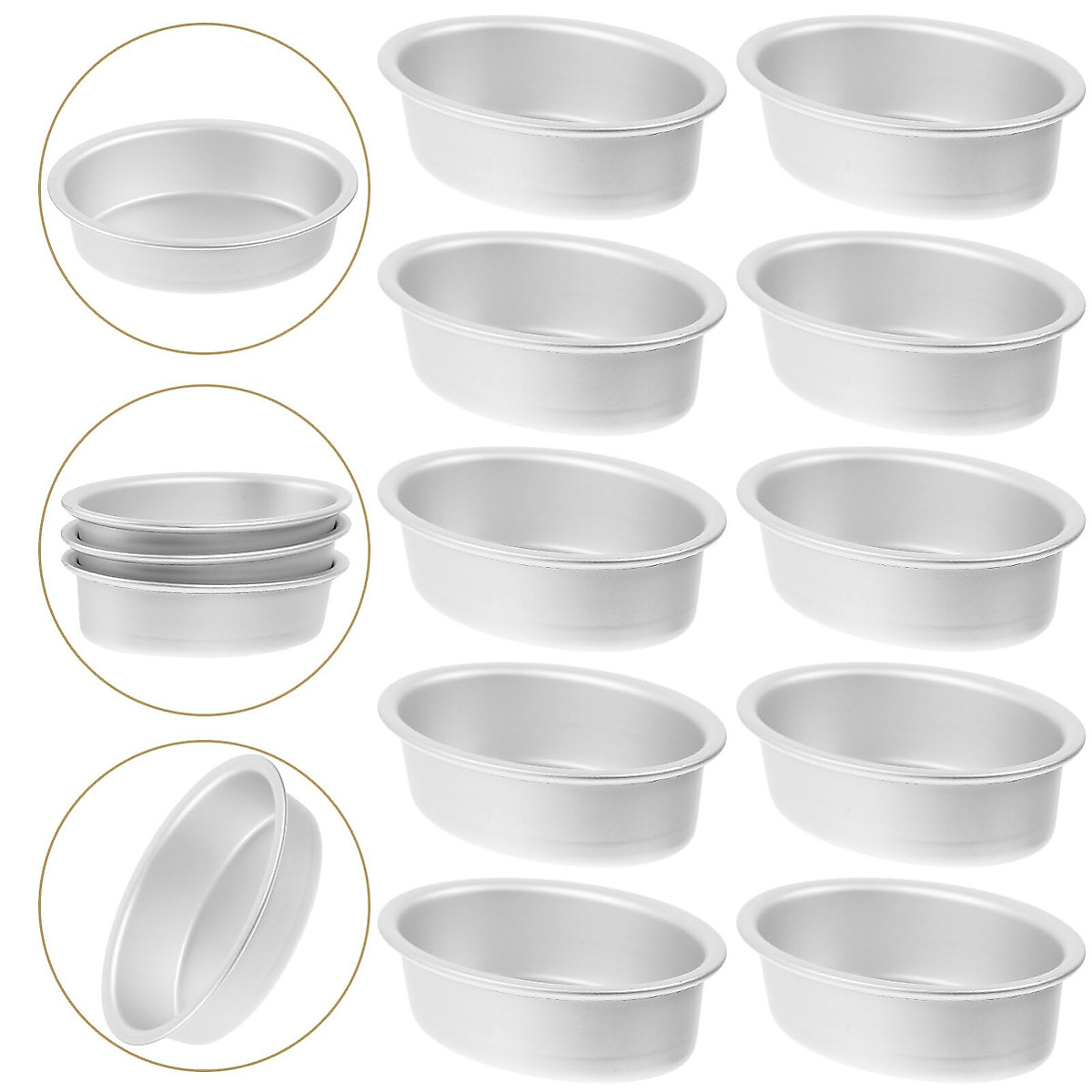 10pcs Oval Mold Circle Cake Pan Mini Cake Tins Metal Pan Round Cake Pans Mini Tart Pans for Baking Cake Mold Baking Cake Pans Cookie Cake Pan Cake Baking Pans Baking Pans Nonstick