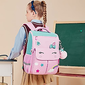 AO ALI VICTORY Unicorn Girls Backpacks for School Princess Bowknot Kids Bookbags Boys Dinosaur Backpack(Large, Pink)
