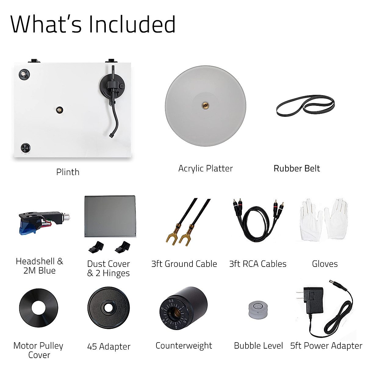 Fluance RT85 Reference High Fidelity Vinyl Turntable Record Player with Ortofon 2M Blue Cartridge, Acrylic Platter, Speed Control Motor High Mass MDF Wood Plinth Vibration Isolation Feet - Piano White