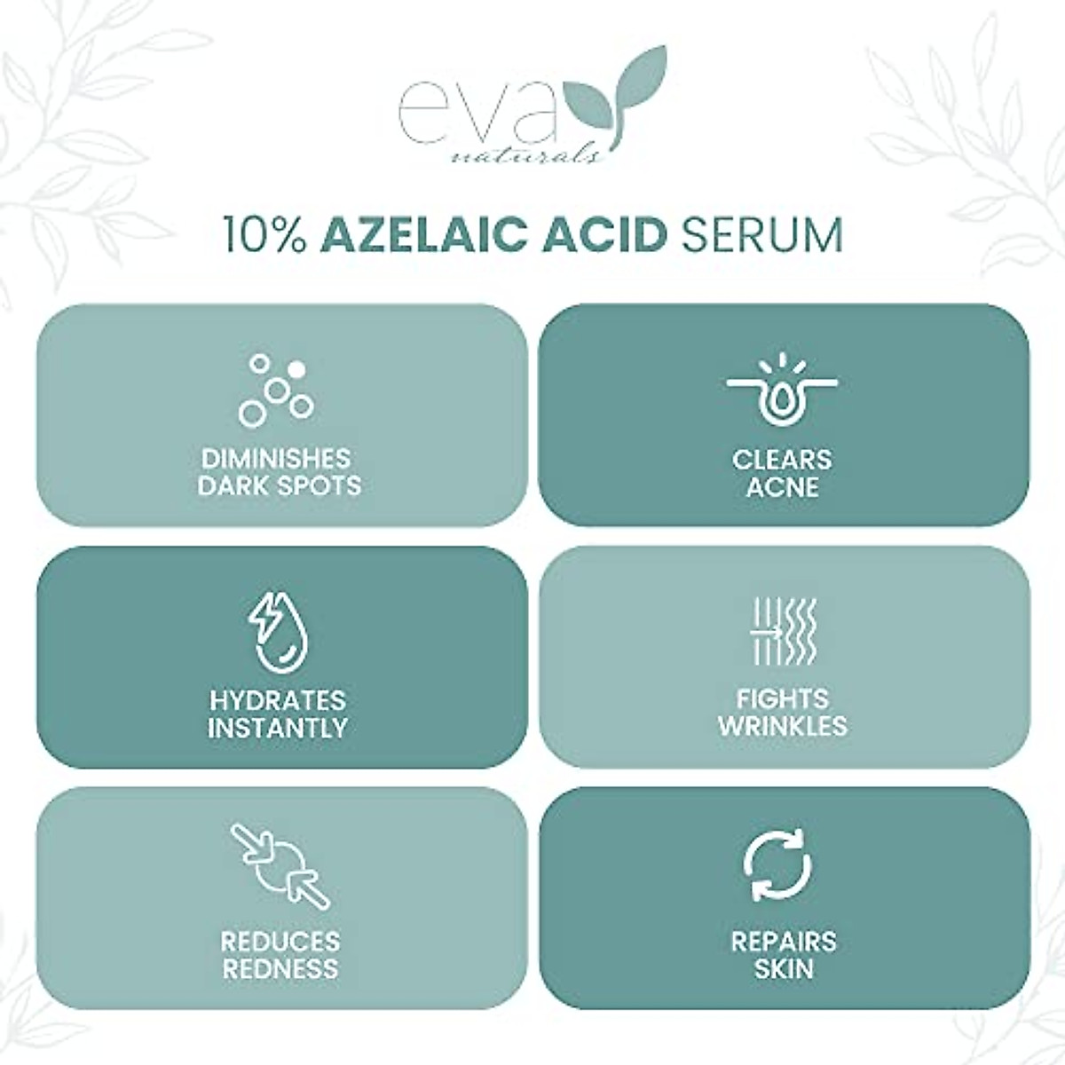 Azelaic Acid 10% Facial Serum, 2 oz., Skin Brightening Hyaluronic Acid and Niacinamide, Redness Relief , Fade and Repair Dark Spots