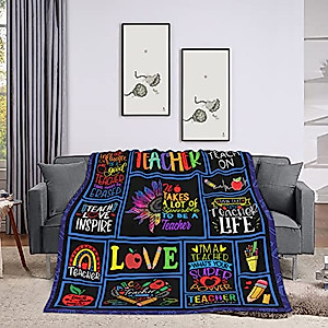 Teacher Gifts Blanket - Teacher Appreciation Gifts for Women Men - Best Teacher Retirement Birthday Gifts - Throw Blankets Gift for Teachers - Christmas Back to School Teacher's Day Gift Ideas 60x50in