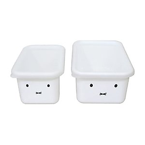 Fuji Hollow Deep Square Container Storage Container Set of 2 White Miffy Face