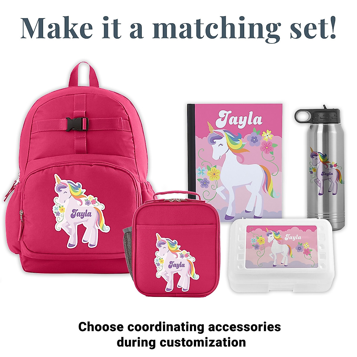 Let's Make Memories Pink Graphic Backpack- Personalized Back to School- Unicorn