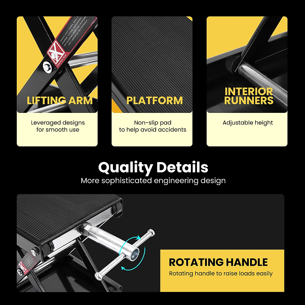 VIVOHOME Motorcycle Lift Scissor Jack Steel Wide Deck Hoist Crank Center Stand 1100 LBS Capacity for Motorcycles, ATVs, Dirt Bikes Black