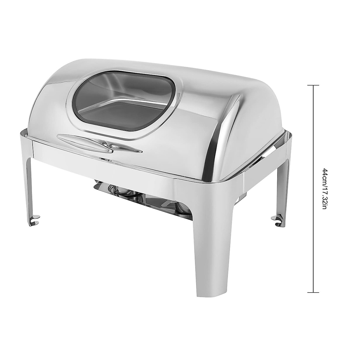 Roll Top Chafing Dish Buffet Set 9L/9.54Qt Stainless Steel Buffet Chafing Server Set Rectangular Buffet Chafer and Food Warmer for Catering Event Parties,25.2 * 18.11 * 17.32in (with Visible Window)