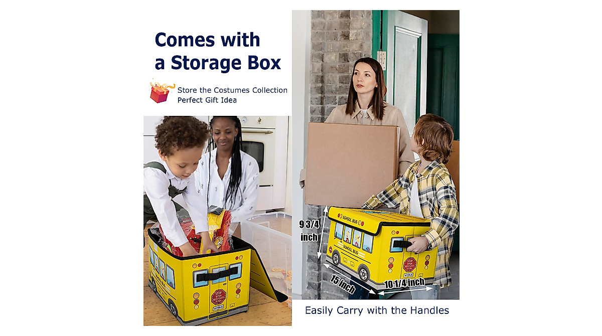 TopTie 6 Kids Dress-Up Costumes & Storage Box - Ages 3-7