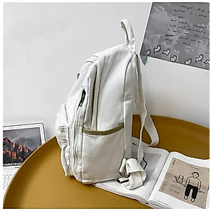 CHERSE Aesthetic Kawaii Backpack to school large capacity Lovely Aesthetic Student canvas Bookbags with accessories (Gray)
