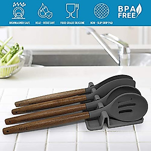 Silicone Utensil Rest with Drip Pad for Multiple Utensils, Heat-Resistant, Spoon Rest & Spoon Holder for Stove Top, Kitchen Utensil Holder for Spoons, Ladles, Tongs & More - by Zulay