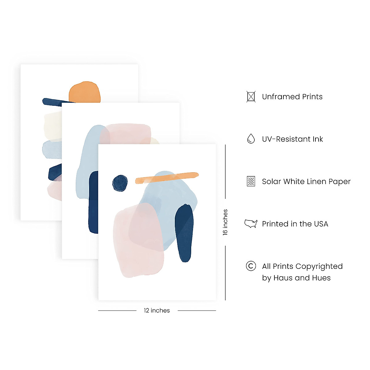 HAUS AND HUES Abstract Painting - Set of 3 Modern Abstract Wall Art, Boho Art Wall Decor, Abstract Artwork, Neutral Wall Art, Abstract Art, Minimalist Wall Art, Abstract Decor (Framed Black 12x16)