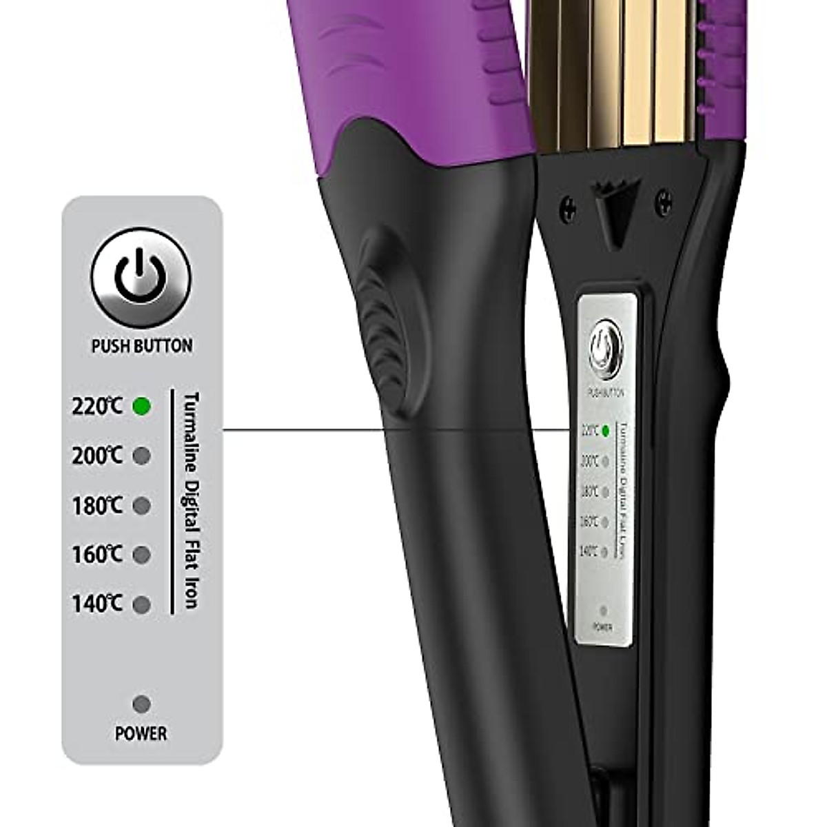 DSHOW 4 in 1 Hair Crimper Hair Waver Hair Straightener Curling Iron with 4 Interchangeable Titanium Ceramic Flat Crimping Irons Plates (Purple)