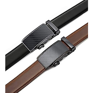 CHAOREN Mens Belts Leather Ratchet 2 Pack - Mens Dress Belt for Dress Pants(32mm)
