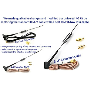 Universal Kit of 3G 4G LTE Dipole Antenna Wide Band 7dBi 698-2700Mhz Omni Directional GSM on Magnetic Base RG316 3ft/0.9m Low Loss Cable with SMA Female to TS-9 and CRC9 for any Devices as Verizon