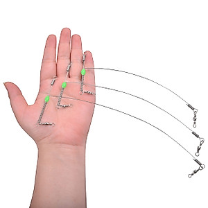 Fishing Wire Leaders -15Pcs Surf Fishing Rigs Saltwater Wire leaders for fishing Bottom Fishing Rigs Fishing Wire Leader Rig Wire Leader Trace with Swivels Saltwater Freshwater Fishing Leaders