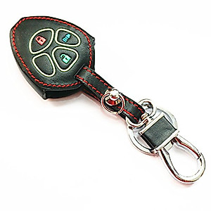 WFMJ Black Leather 3 Buttons Remote Key Chain Cover Case Fob For Toyota 4Runner Corolla Matrix RAV4 Venza Yaris Vibe Scion iQ tC xB xD