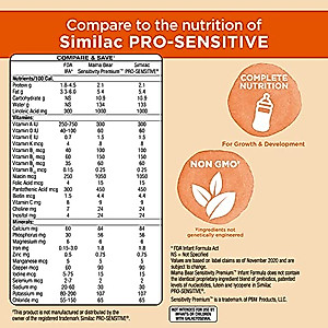 Amazon Brand - Mama Bear Sensitivity Baby Formula Powder with Iron, Reduced Lactose, Non-GMO, 2'-FL HMO for Immune Support, 22.5 Ounce