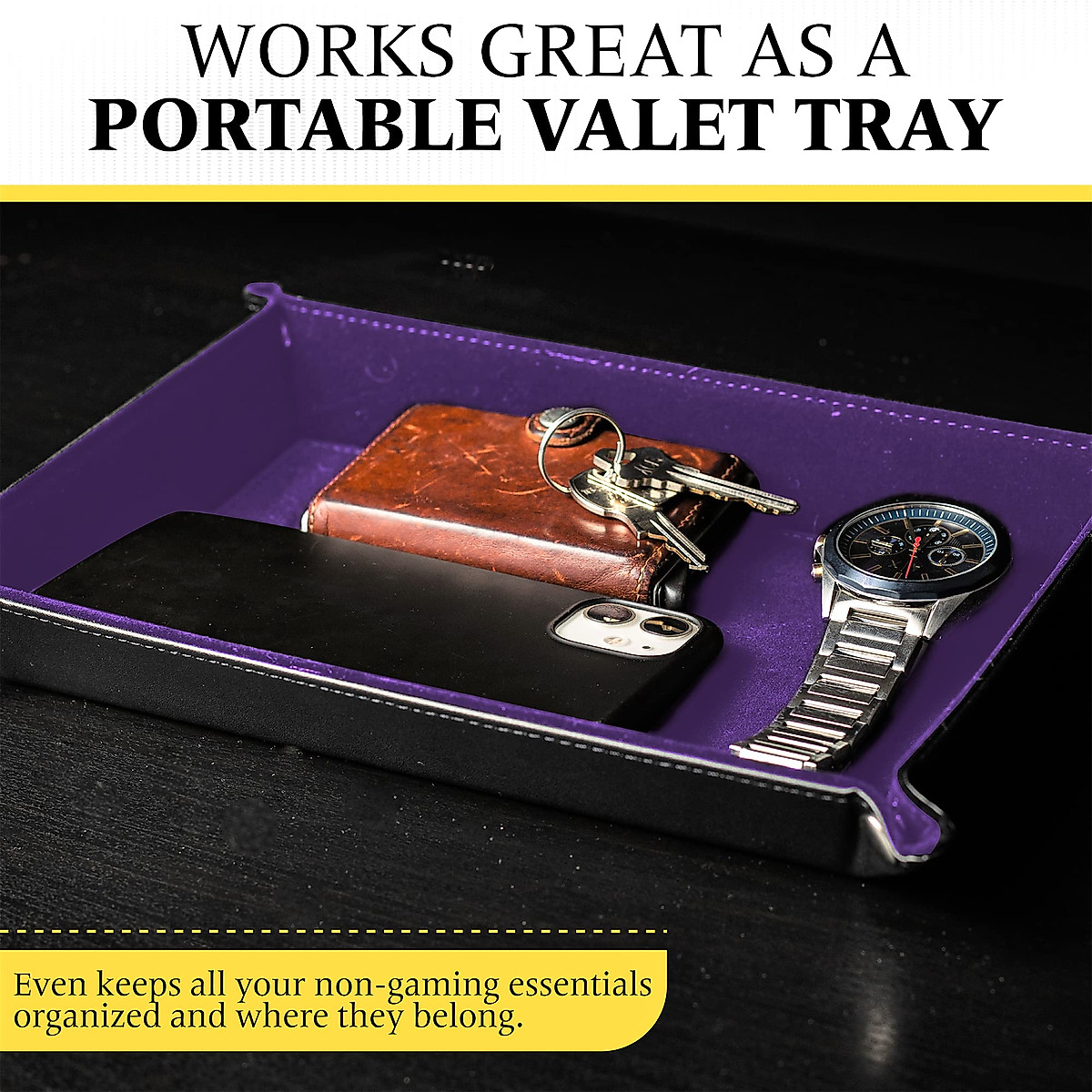 Harbor Loot Brand Black Dice Tray - Perfectly Sized at 8.5 x 11.25 Inches Unsnapped and 6.5 x 9.5 Snapped - Designed by Gamers - Packs Flat, Protects Your Table, and Keeps Dice Where They Belong