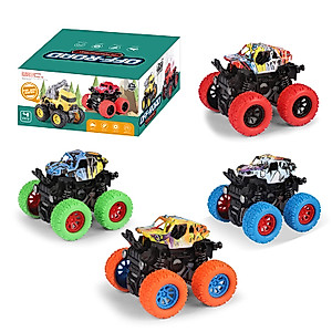 Chdutoys Chudutoys Monster Trucks for Boys Toy Cross Country Inertia Car Stunt Push Toys 3 4 5 Year Old Children Boy Girl Birthday Gift Pcs Car, 3.35x3.55x3.15