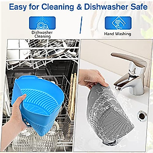 KKUYT Slow Cooker Liners Fit For 6QT Crockpot, Food-Grade Reusable Silicone Crock Pot Liners, Collapsible Cooking Liner Slow Cooker Accessories BPA Free, Dishwasher Safe to Use(Grey+Blue)