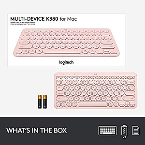 Logitech K380 Multi-Device Wireless Bluetooth Keyboard Designed for Windows, Mac, Chrome OS, Android, iOS, Apple TV, Space-Saving Compact Design - Rose (Renewed)