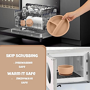 SILICONE FEEDING SET FOR BABY - BABY LED WEANING SUPPLIES - SILICONE BOWLS BABY - BABY'S PLATE-SELF FEEDING SPOONS FOR BABYS-TODDLER FORK-BABY PLATES WITH SUCTION-SUCTION BOWL AND PLATE-BABY FEEDING