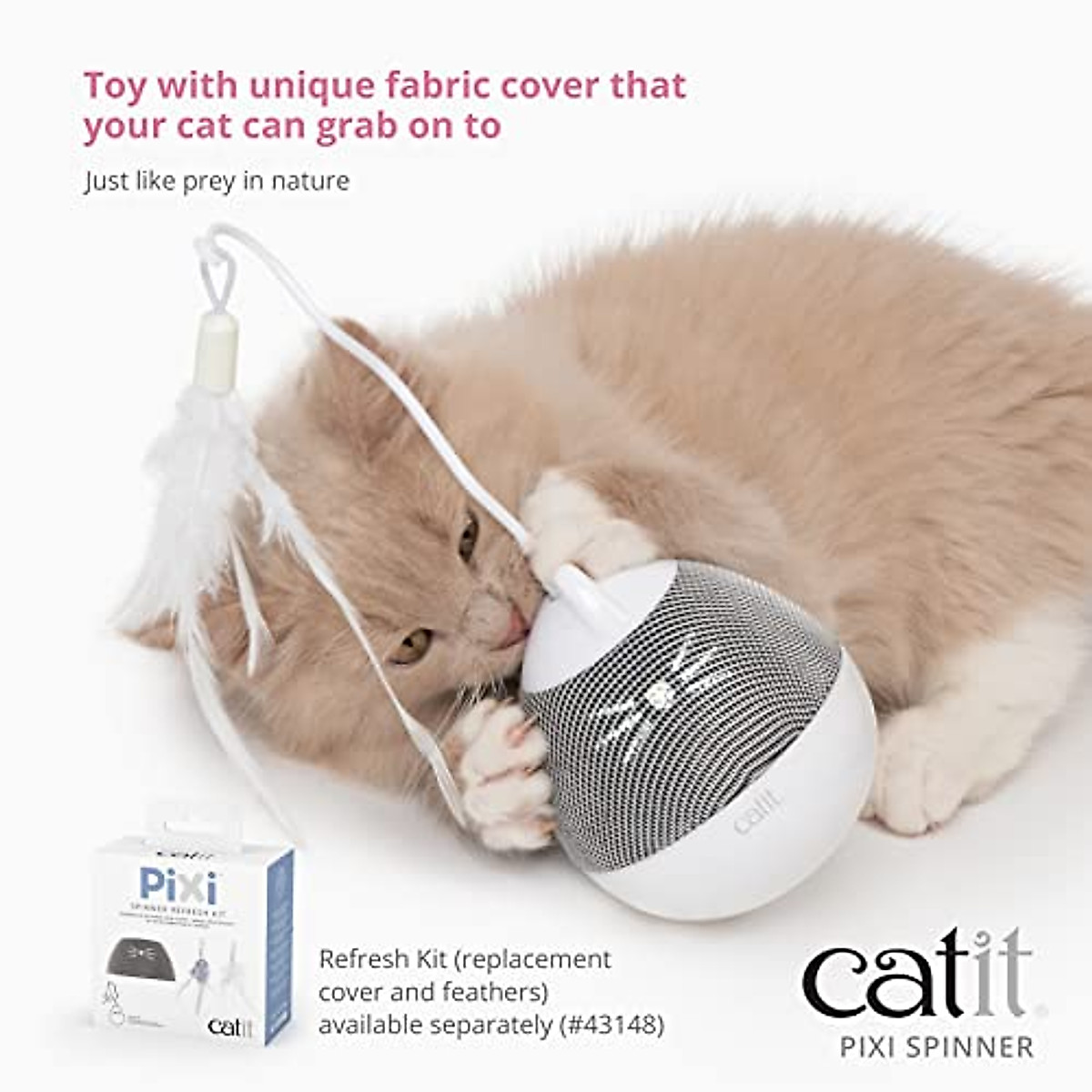 Catit PIXI Spinner, Treat Dispensing Cat Toy, Silver