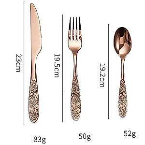 Taiyoko Silverware Set Flatware 32-Piece Retro Cutlery，Mirror Polished，Stainless Steel，Kitchen Utensils Tableware Service with Steak Knives Dinner Fork Knife Spoon