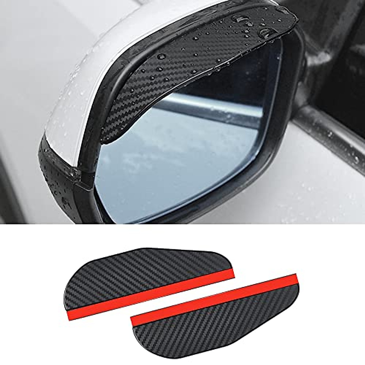 2PCS Car Rear View Mirror Rain Visor Guard,Universal Rain Cover,Waterproof Auto Mirror Rain Visor,Carbon Fiber Car Side Mirror Rain Eyebrow (Black)