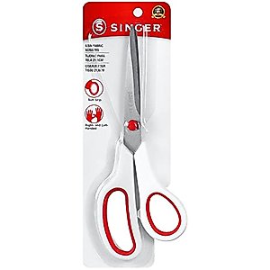 SINGER Fabric Scissors with Comfort Grip, 1-pack, Red & White