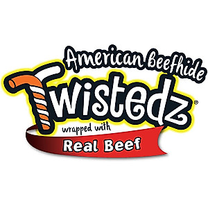 Pet Factory Twistedz American Beefhide 4-5" Knotted Bones Dog Chew Treats w/ Real Beef Meat Wrap - 3 Count/1 Pack