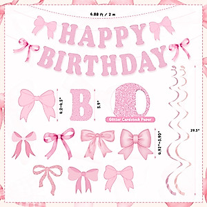Bow Birthday Party Decorations, Pink Bow Birthday Banner Bow Party Hanging Swirls Decorations Set for Girls Bow Coquette Birthday Decorations, Bow Party Decor, Bridal Shower Party Supplies