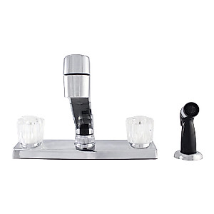 WMF-8238 - Non Metallic Kitc. Sink Faucet 360 Degree Swivel spout Acrylic Double Handle Washerless Cart. with Side Spray