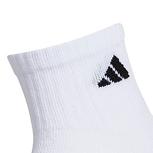 adidas Men's Athletic Cushioned Quarter Socks with Arch Compression for a Secure fit (6-Pair), White/Alumina Beige/Carbon Grey, Large