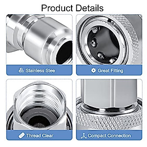 Edicapo 4 Sets NPT 3/8 Inch Stainless Steel Male and Female Quick Connector Kit Male Female 3/8 Quick Connect Fittings Pressure Washer Adapters Pressure Washer Accessories (Internal Thread)
