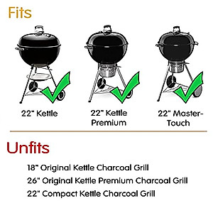 Grisun Grill Table Shelf - for Weber Kettle Grills 22 Inches, Side Table Shelf for Weber Master Touch, Original Kettle Charcoal Grill, Black Powder Coated Steel BBQ Table, Kettle Grill Accessories