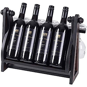 PIBM Stylish Simplicity Wine Racks Free Standing Swing Wooden,Wineglass Upside Down Wine Cabinet Decoration,Decorative Wine Bottle Holder,Freedining Table Top Display (45X24X35Cm)