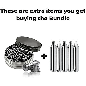 Umarex Colt Government 1911 A1 CO2 Semi Auto Air Pistol Pellets Airgun with 5X 12gr CO2 Tanks and Wearable4U Pack of 500 .177 Lead Pellets Bundle (Black)
